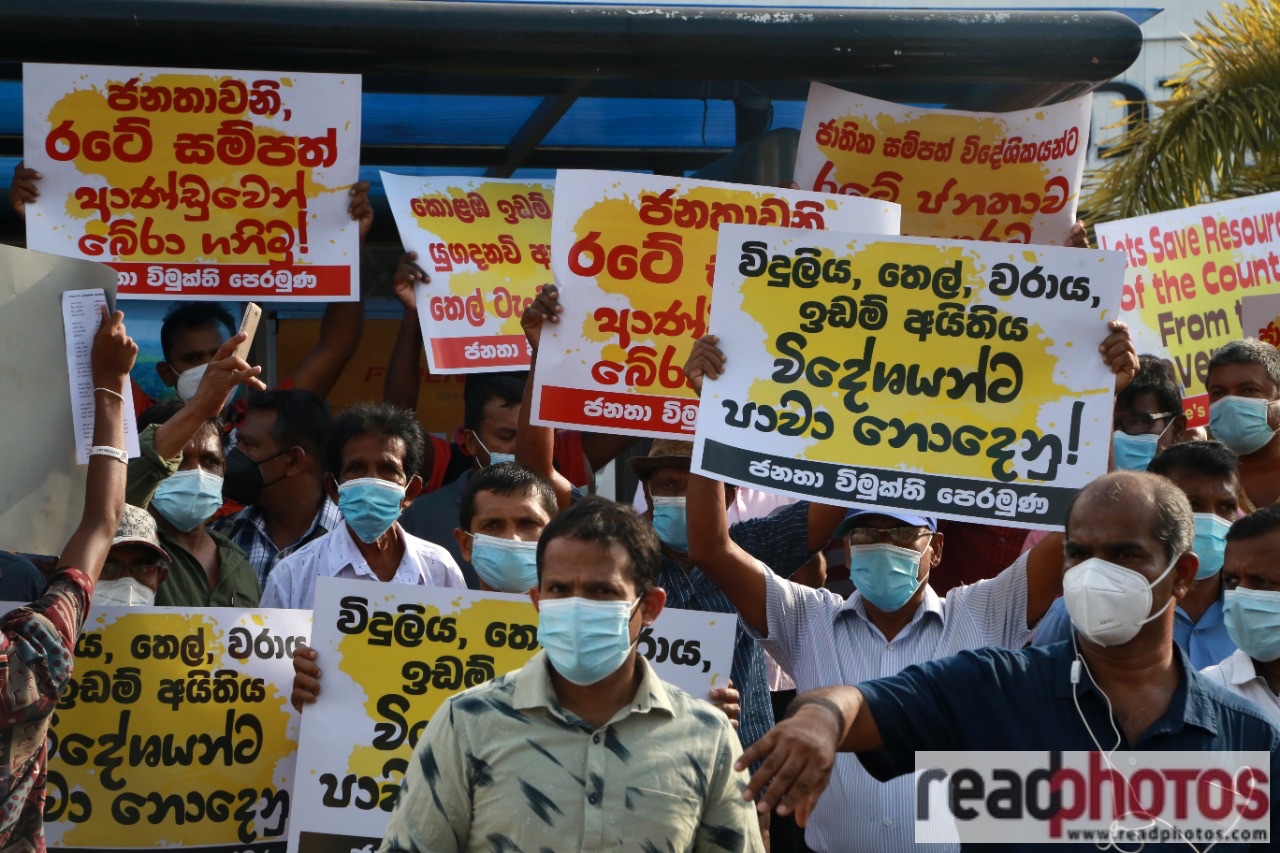 JVP stages protest against handing over of Trincomalee Oil Tanks to ...