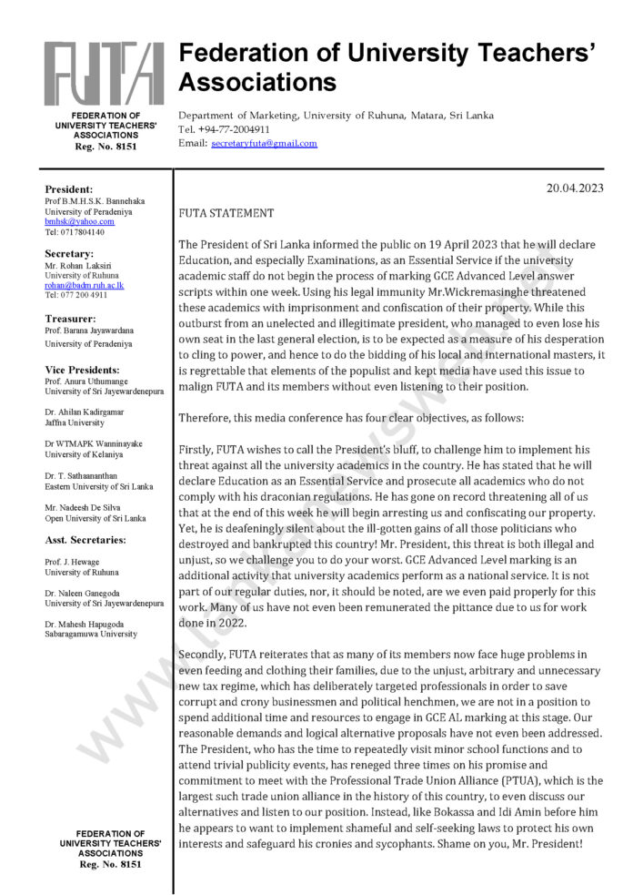 AL Exam answer scripts: FUTA clarifies position over President's ...