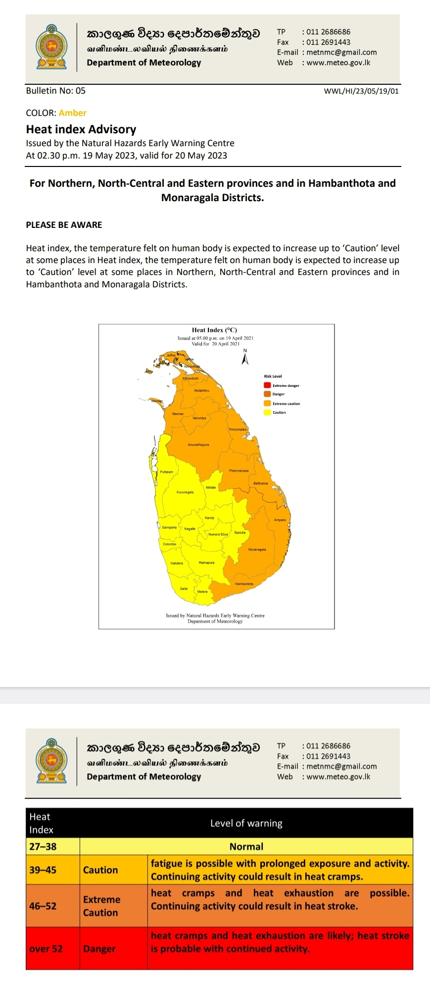 Heat advisory issued for 11 districts - LNW Lanka News Web